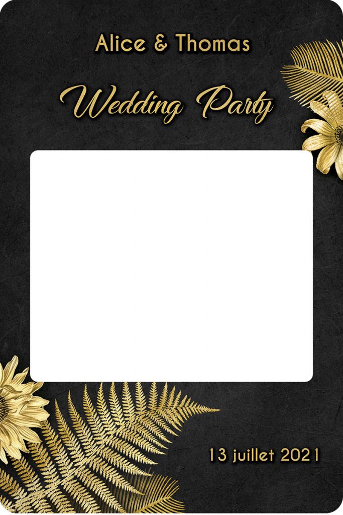 Cadre Photobooth à Personnaliser - Tropical Black & Gold | PrintParty