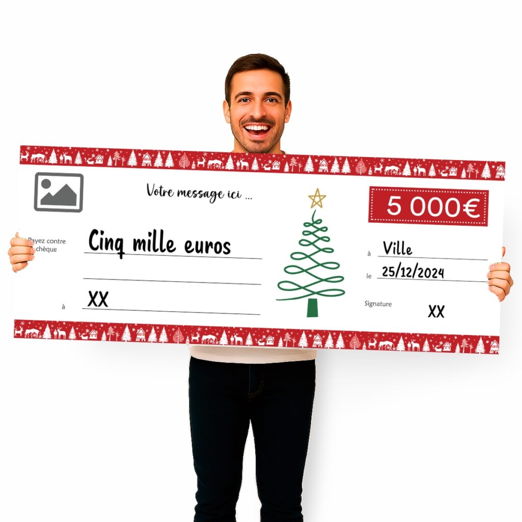 Faux Chèque Noël - Chèque Géant à Imprimer | PrintParty