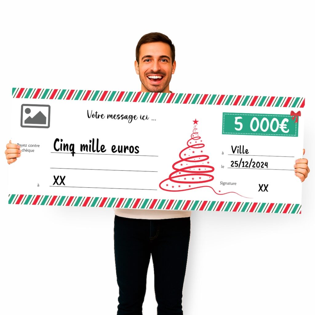 Faux Chèque Noël - Chèque Géant à Imprimer | PrintParty