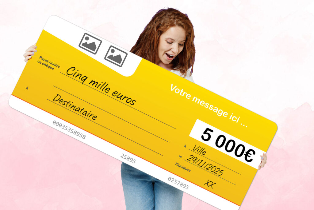 Chèque Géant Personnalisé Jaune : Créez Votre Chèque XXL